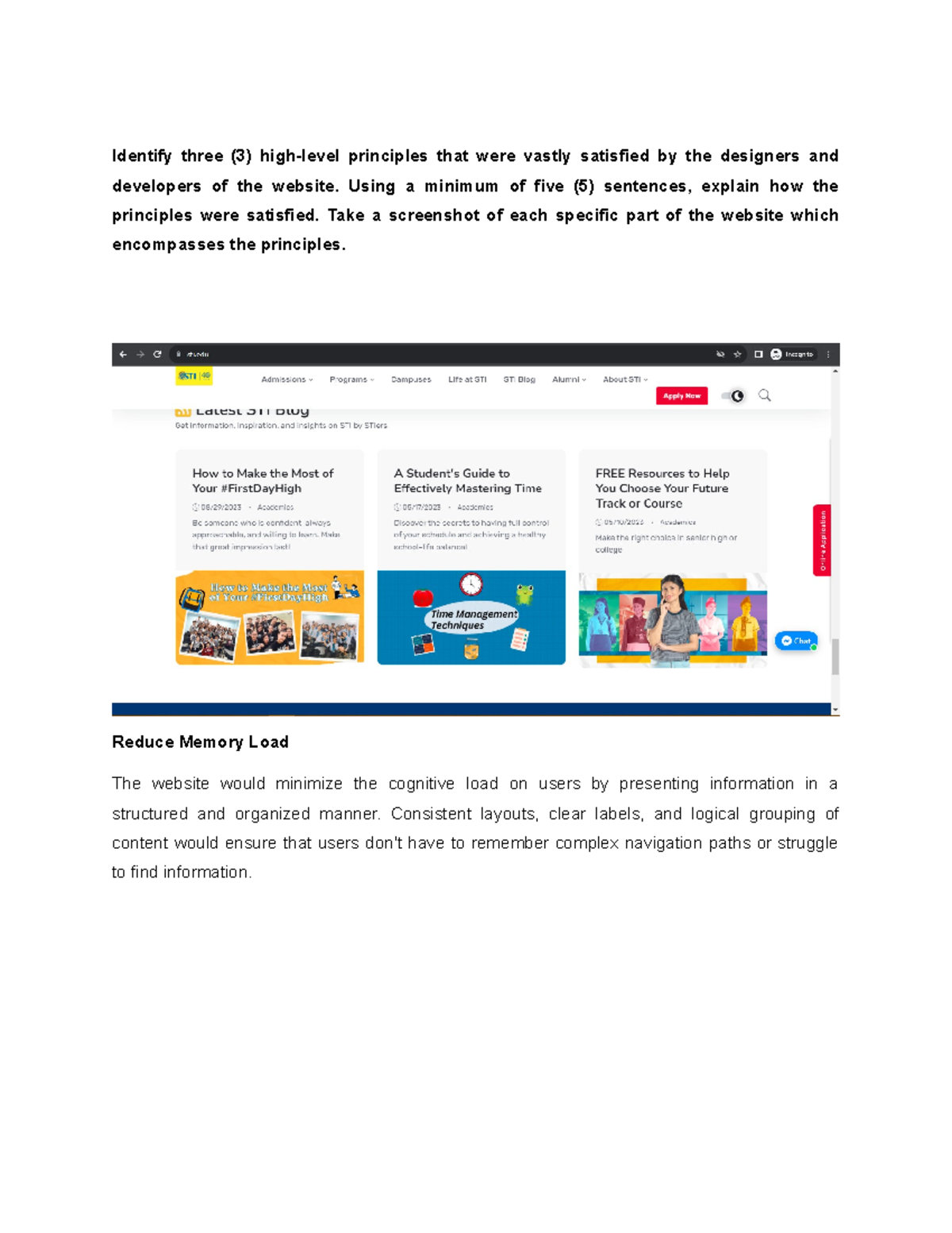 01LAB HCI - Website Design Principles Assignment Analysis - Studocu