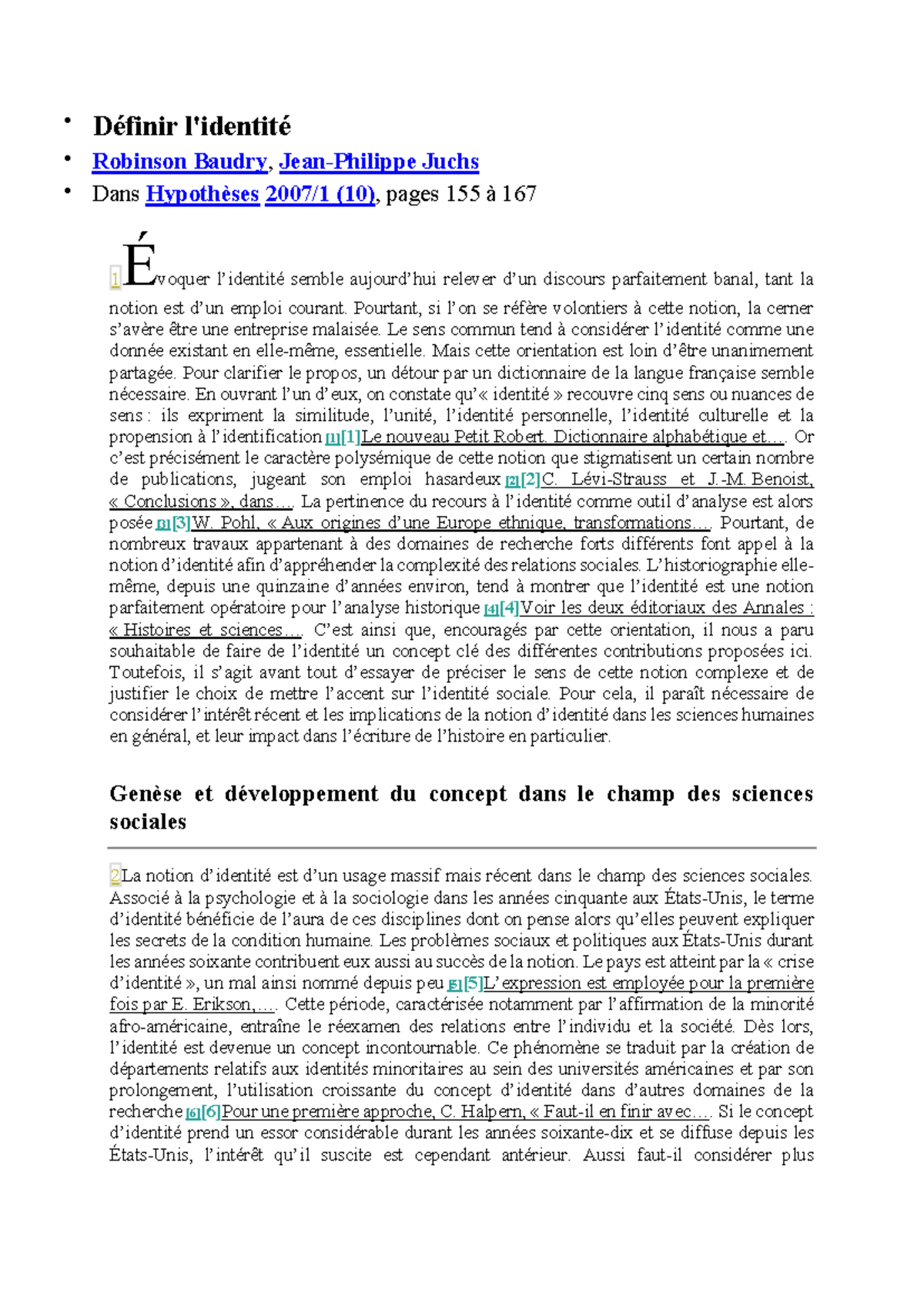 Identifier et Définir la Notion d'Identité en Sciences Sociales - Cours ...