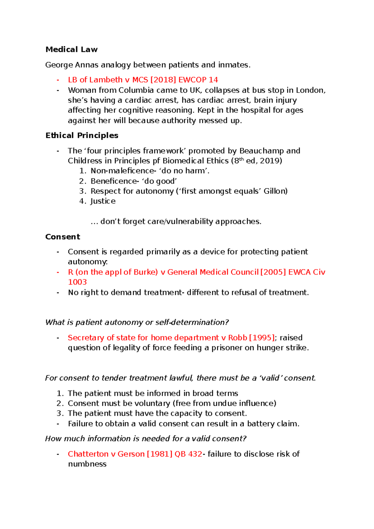 Medical ethics law - Lecture 1 - Medical Law George Annas analogy ...