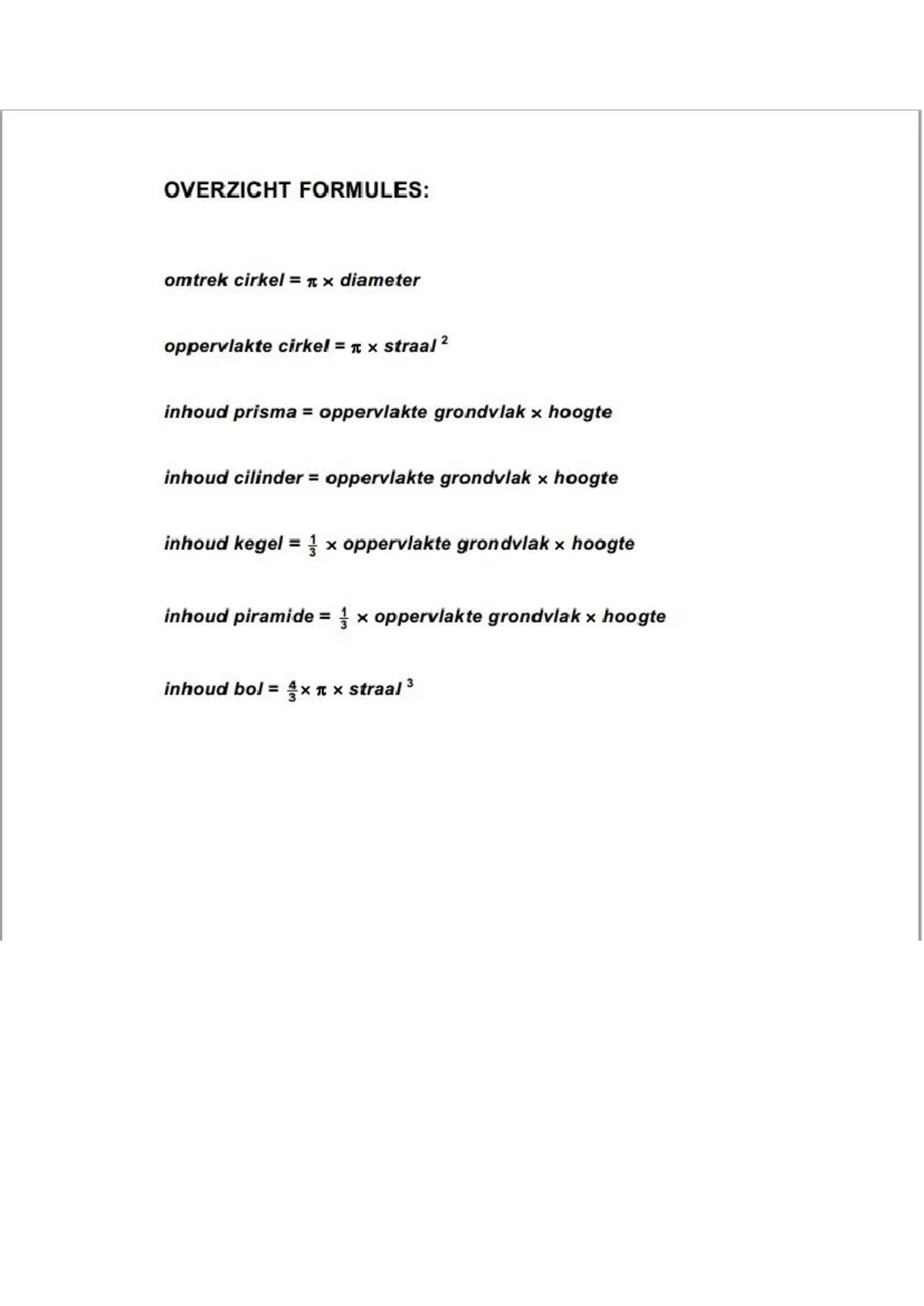 Formuleblad - Wiskunde - Studeersnel