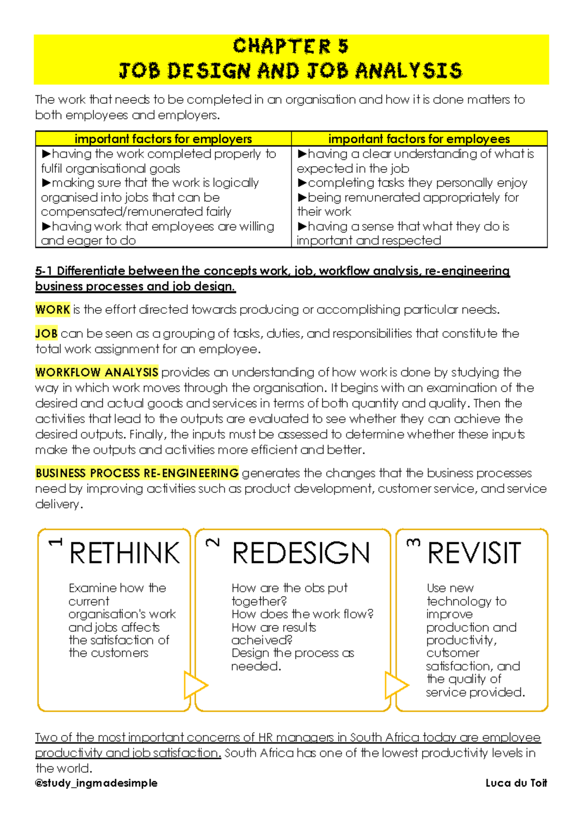 Chapter 5 JOB Design AND JOB Analysis - CHAPTER 5 JOB DESIGN AND JOB ...