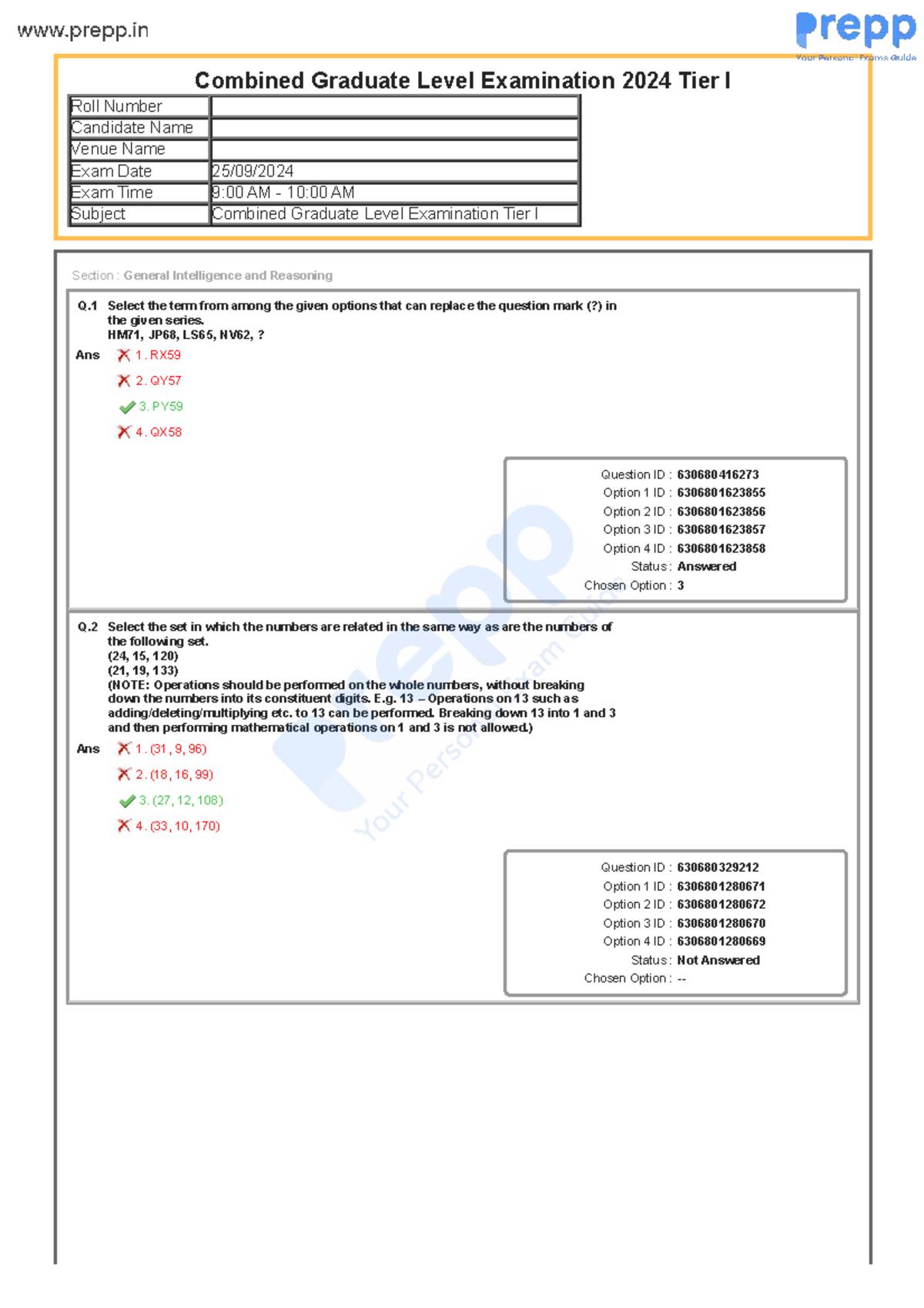 SSC CGL 2024 Tier 1 English Question Paper & Answer Key - Studocu