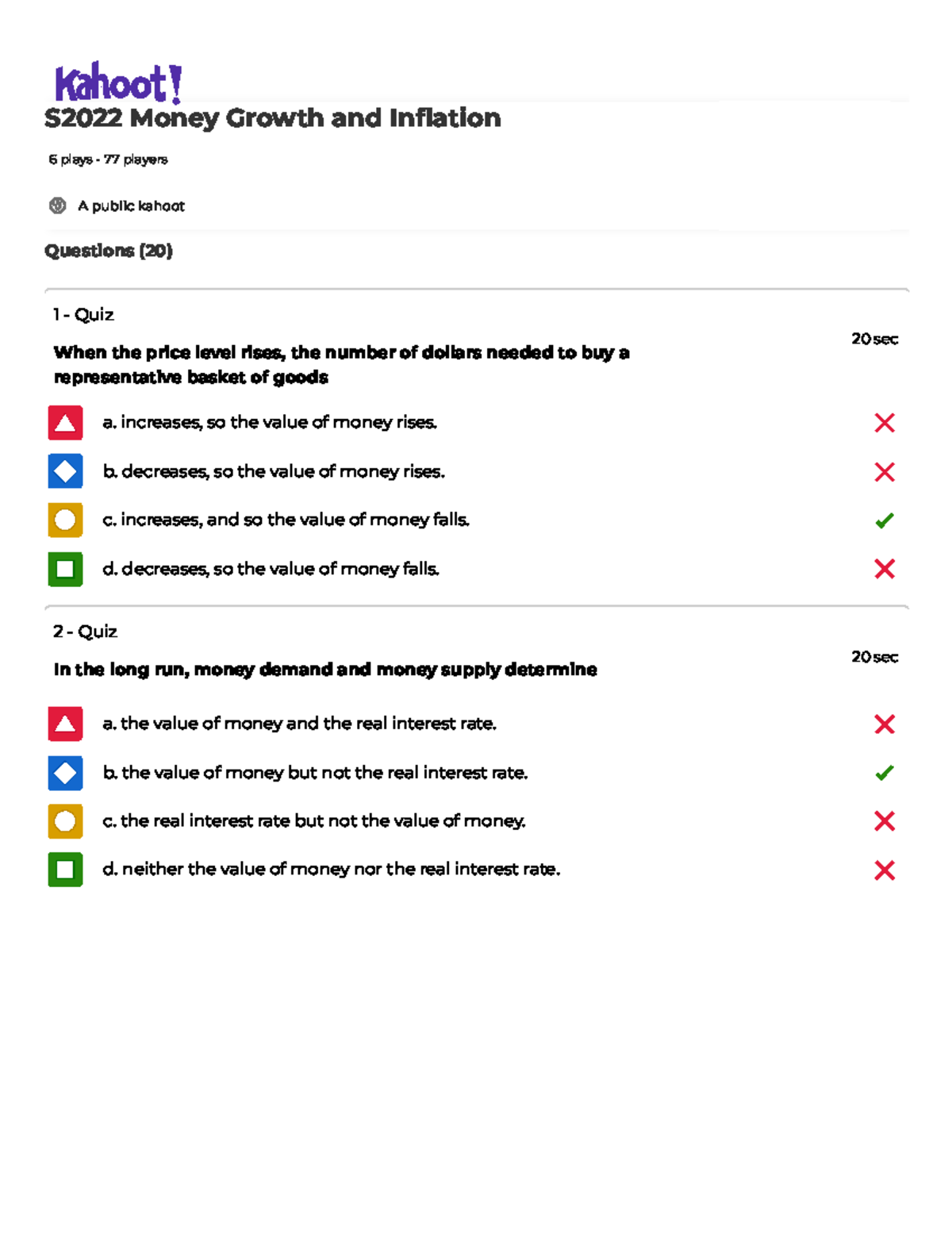 Tutorial Week 12 S2022 Money Growth and Inflation - Kahoot - S2022 ...