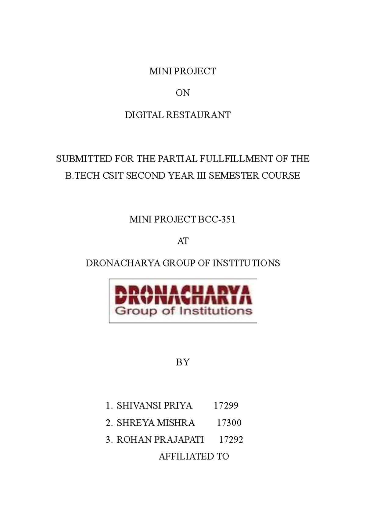 B.TECH CSIT Mini Project Report: Encryption & Decryption System - Studocu