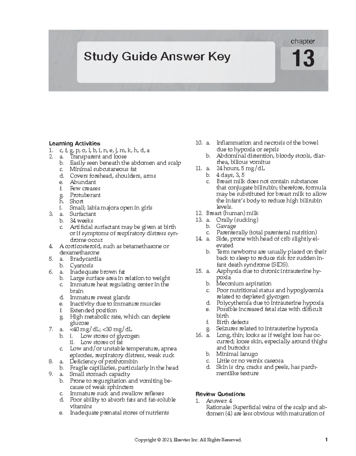 Chapter 013 - Notes - Study Guide Answer Key Chapter 13 1 Copyright ...