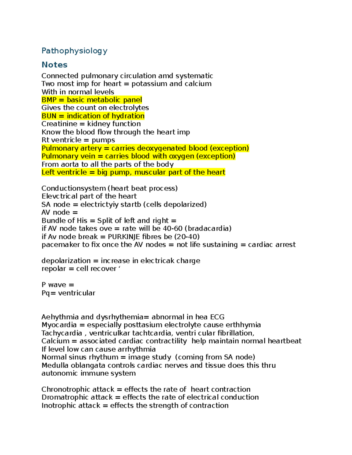 Patho 2 Exam Notes: Key Concepts in Cardiac & Respiratory Physiology ...