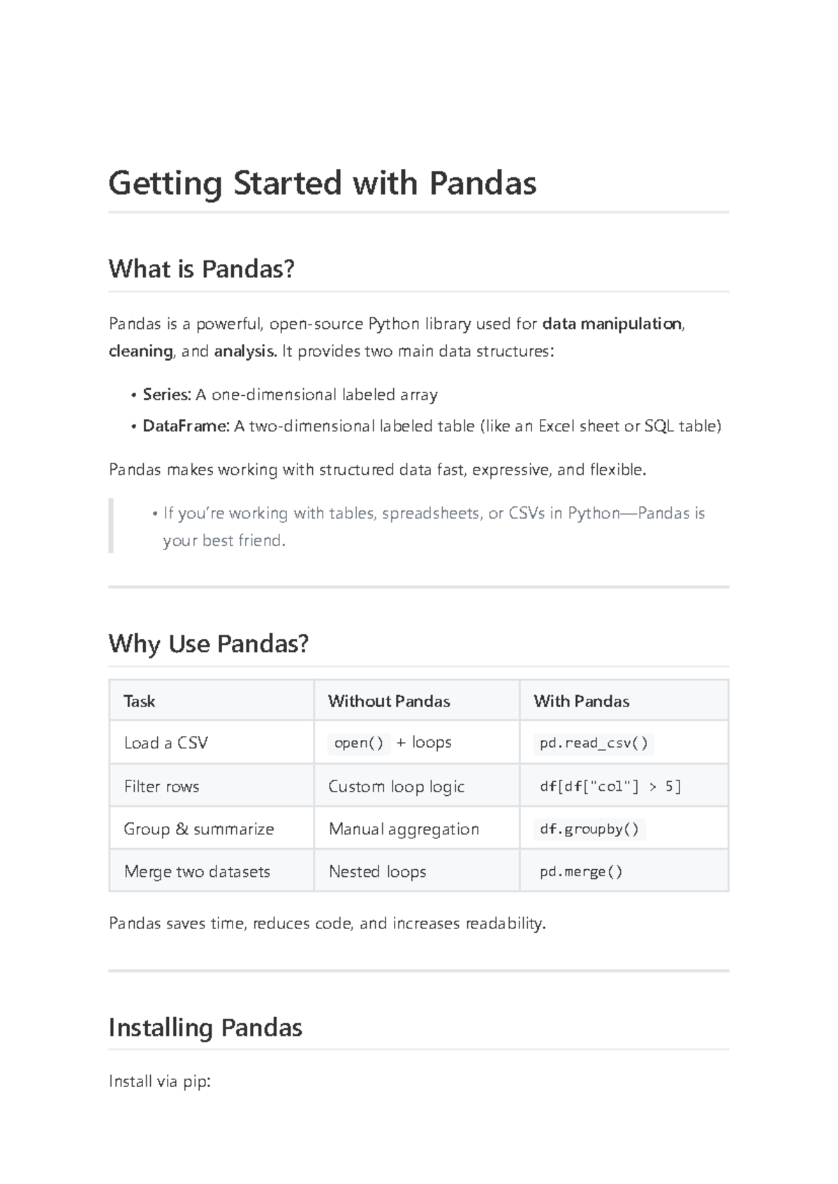 Pandas Basics: A Comprehensive Guide for Data Analysis (CS101) - Studocu