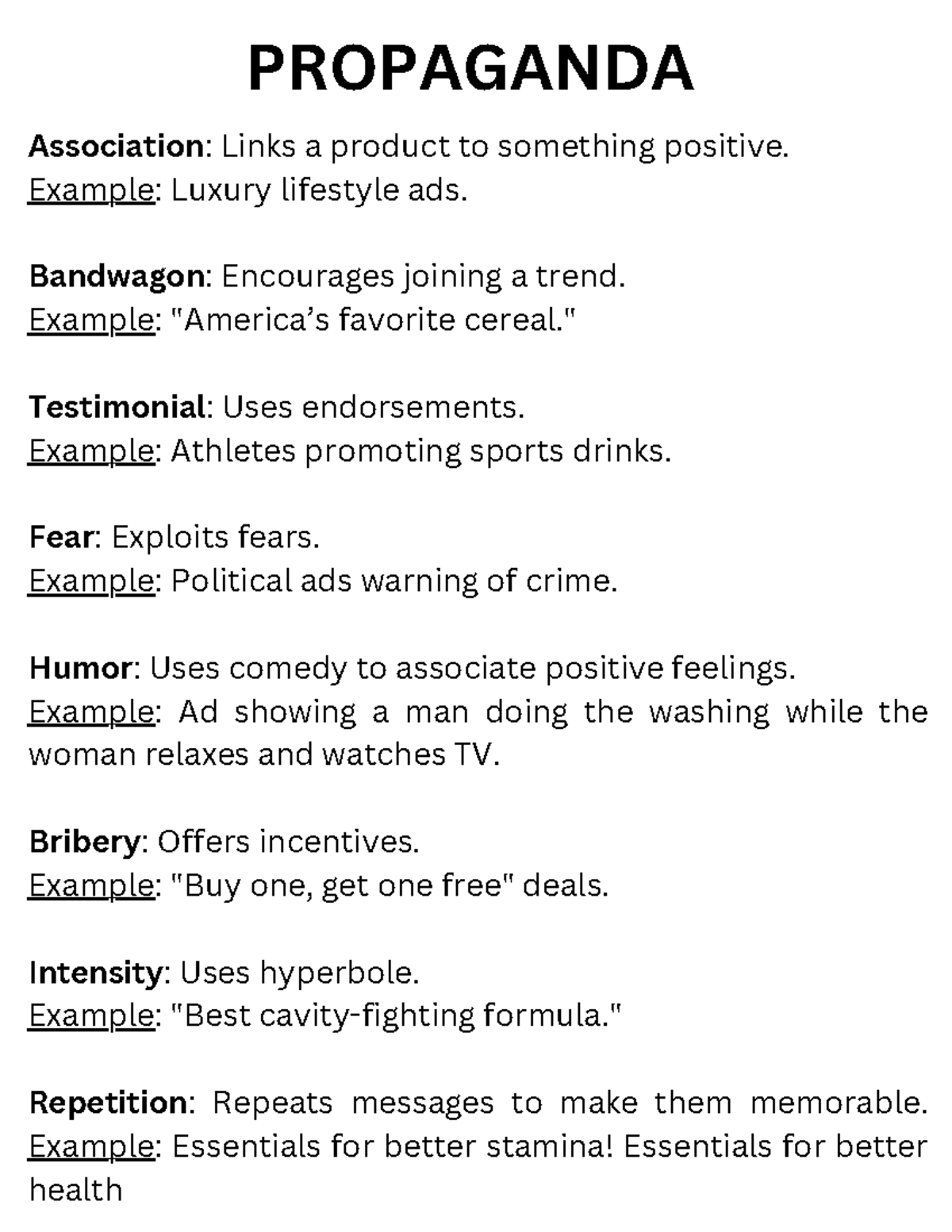 Propaganda Devices - Association: Links a product to something positive ...