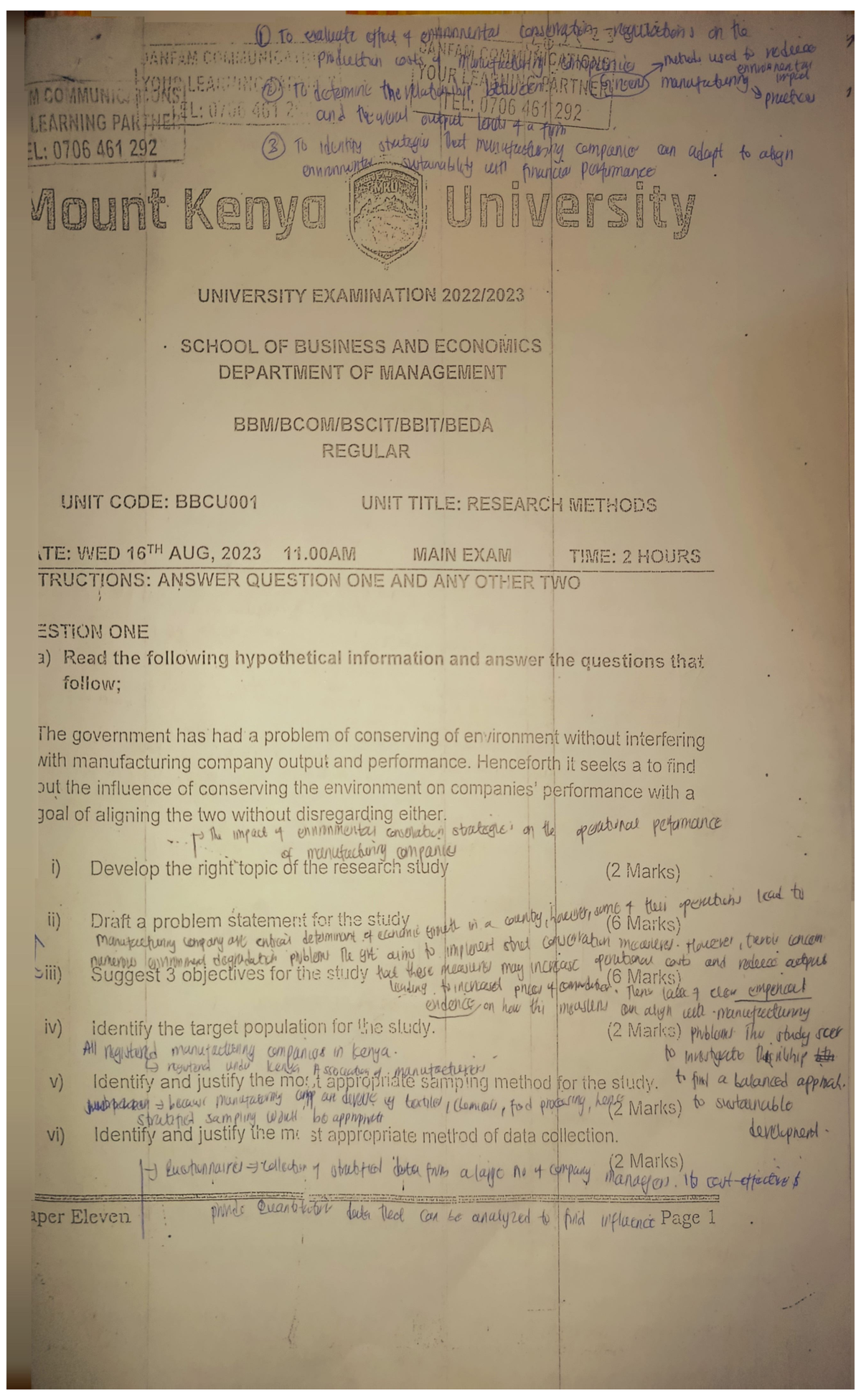 Research Methods Past Papers - BBCU001 Exam Review - Studocu