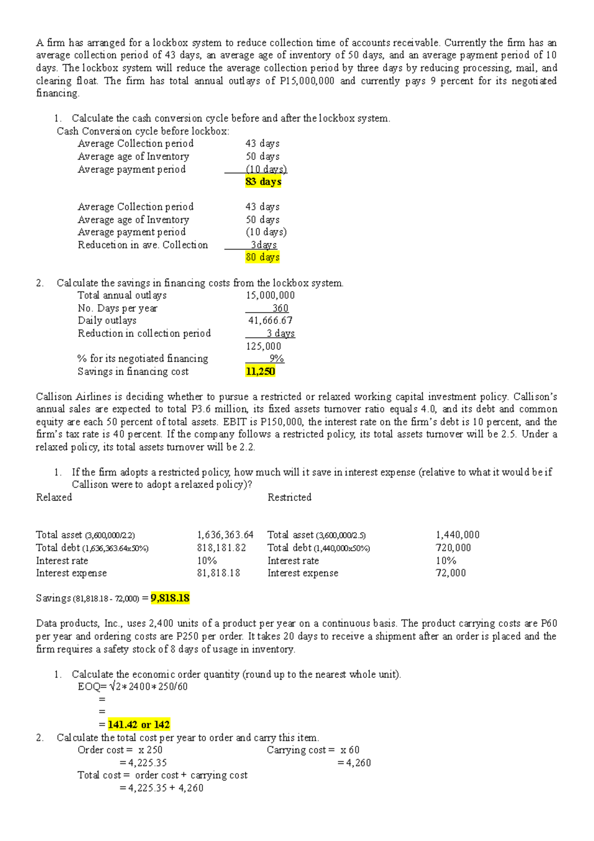 AC13 Exam Answers - Financial Concepts and Analysis - Studocu