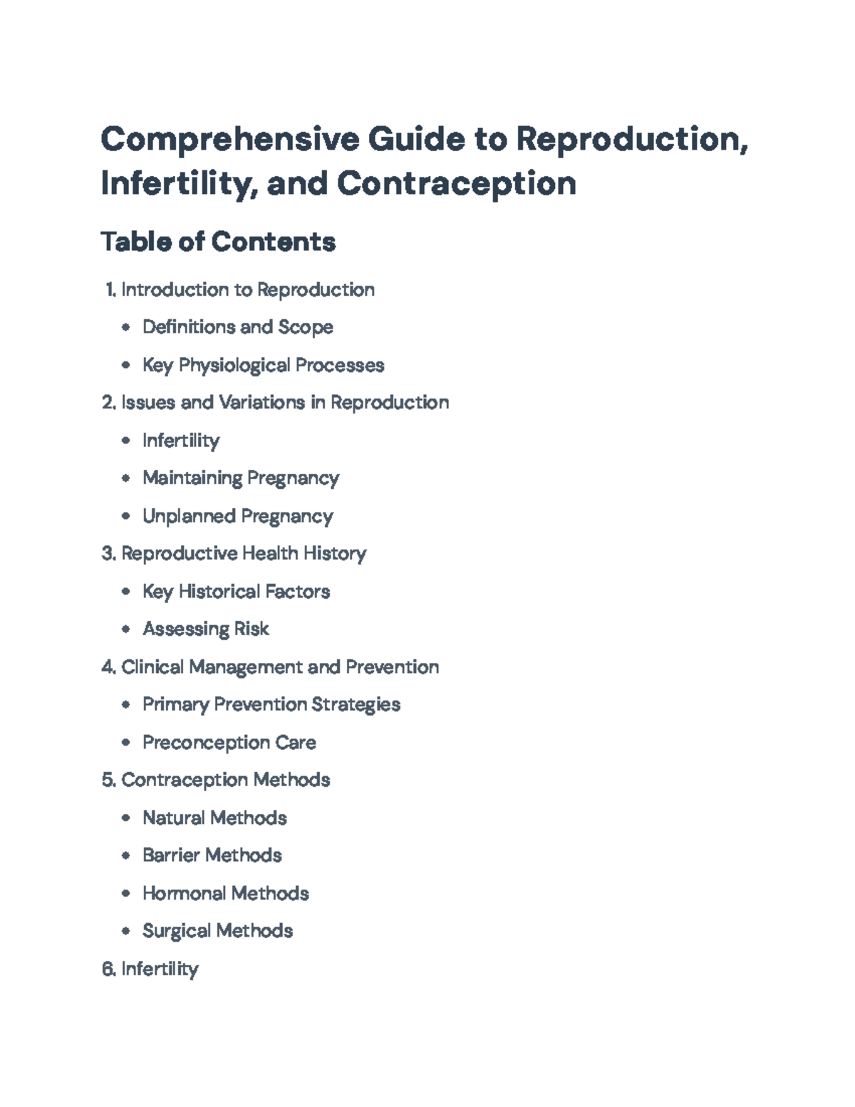Comprehensive Overview of Reproduction, Infertility & Contraception ...