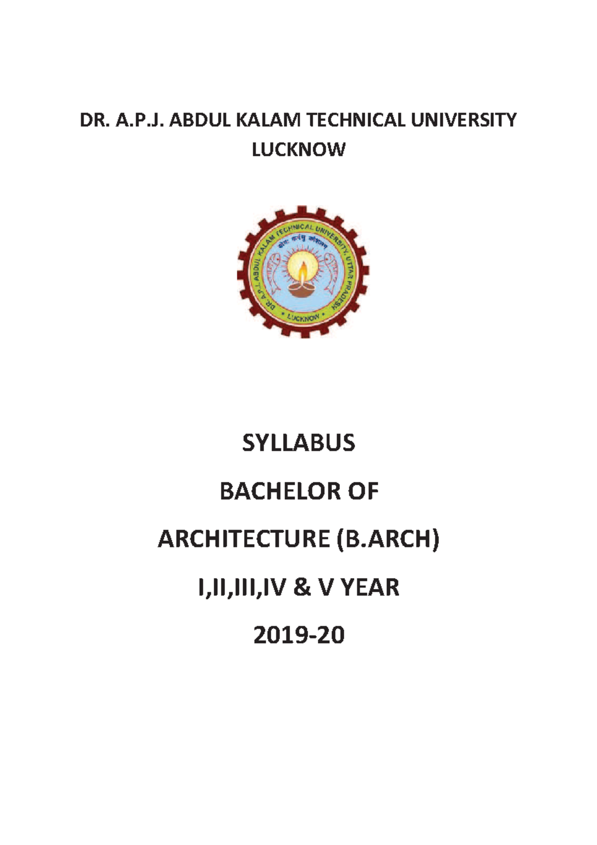 B.ARCH Syllabus Overview (2019-21) for All Semesters - Dr. A.P.J. AKTU ...