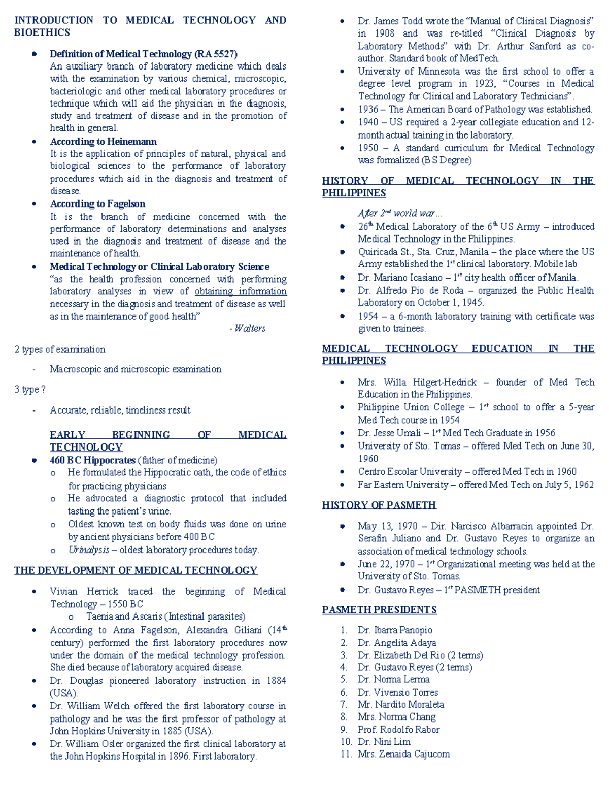 479489847 1 Development of MT History of Pamet Pasmeth - INTRODUCTION TO MEDICAL TECHNOLOGY AND ...