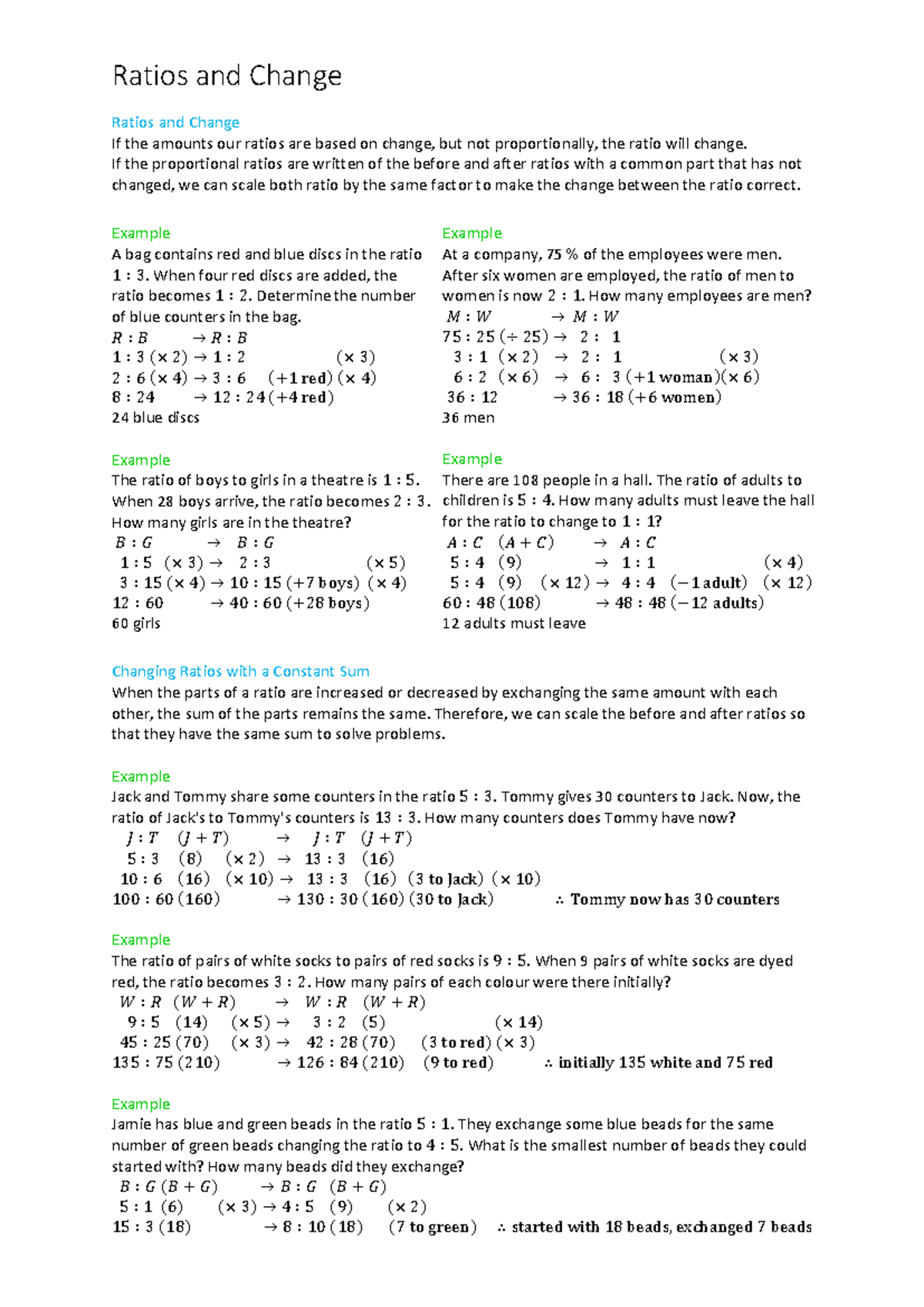 Ratios and Change - Foundation Math U3 Notes - Studocu