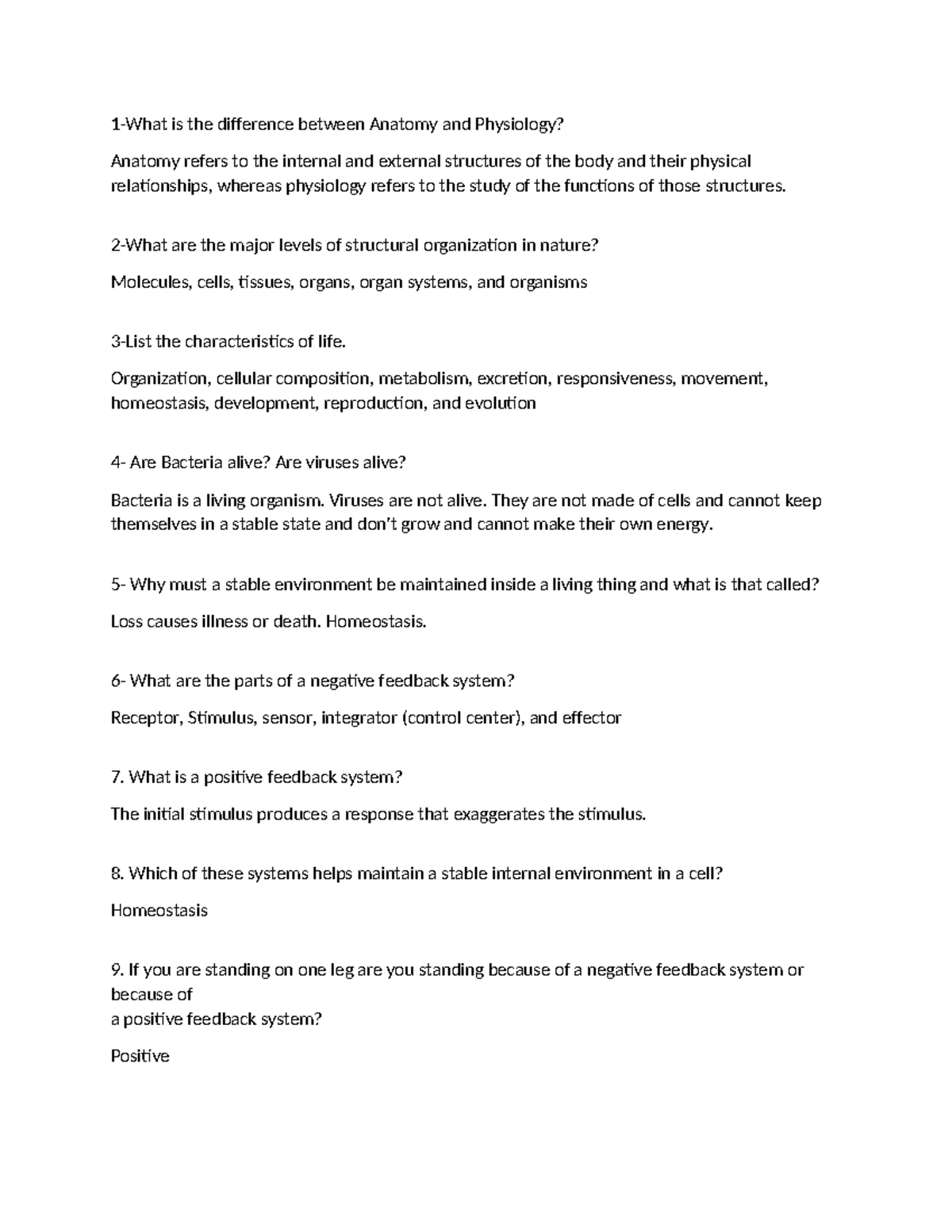 A+P Chapters 1-4 Study Questions & Answers Guide - Studocu