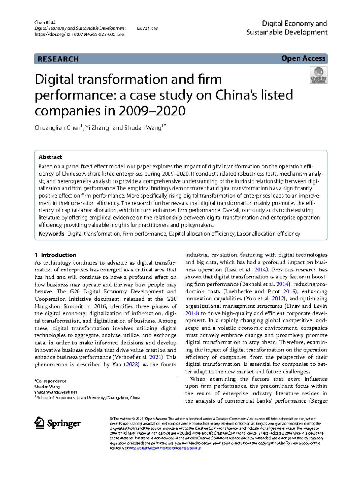 S44265 Digital Transformation and Firm Performance: A Case Study ...