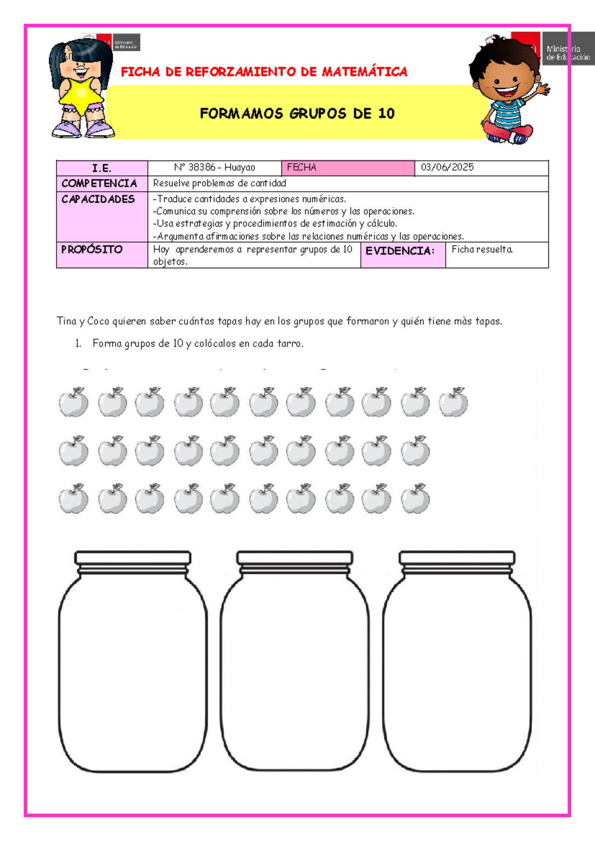 Reforzamiento Matemático: Formando Grupos de 10 - I.E. 38386 - Studocu
