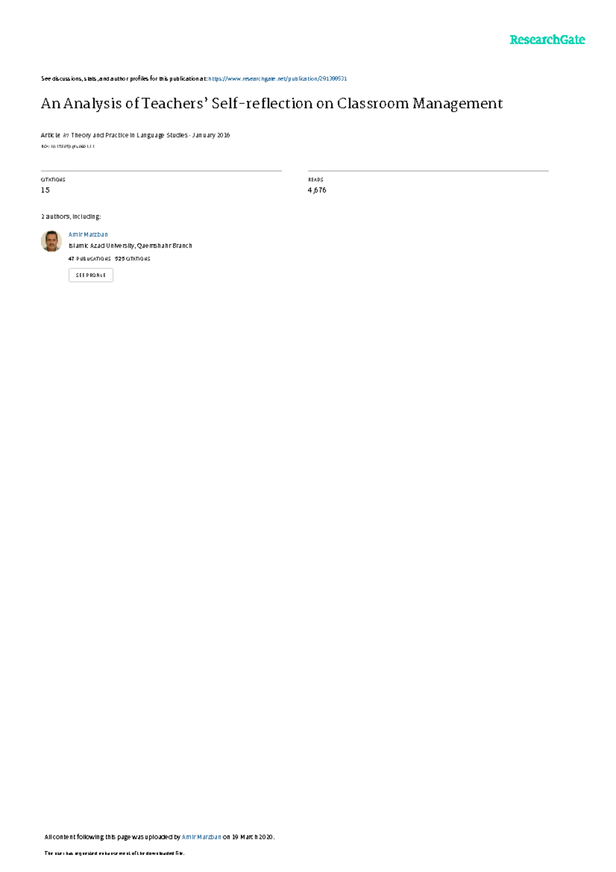 Teachers' Self-reflection in Classroom Management: A Comparative Study ...