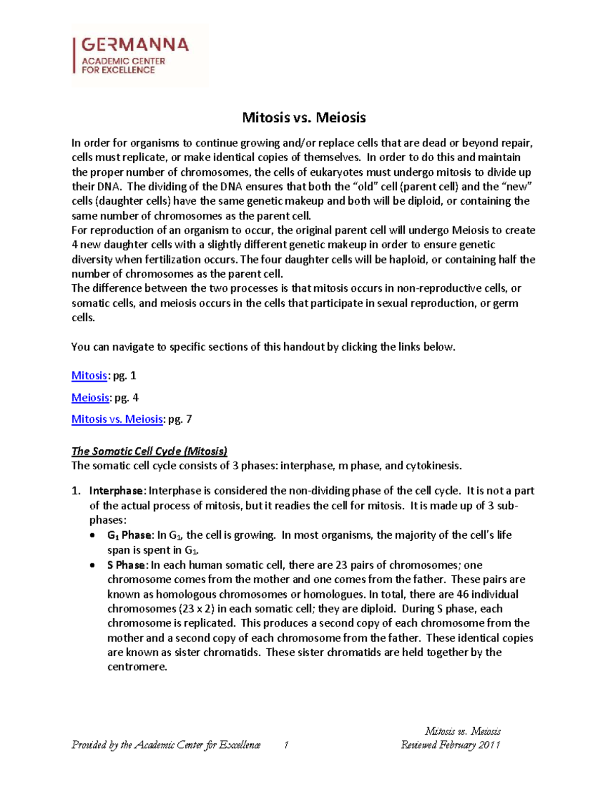 Mitosis vs. Meiosis: Key Differences and Processes Explained - Studocu