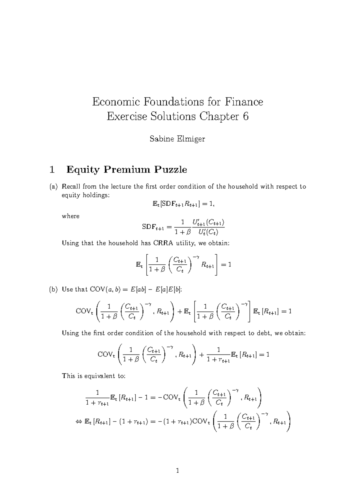 Exercises Chap6 - eco - Economic Foundations for Finance Exercise ...