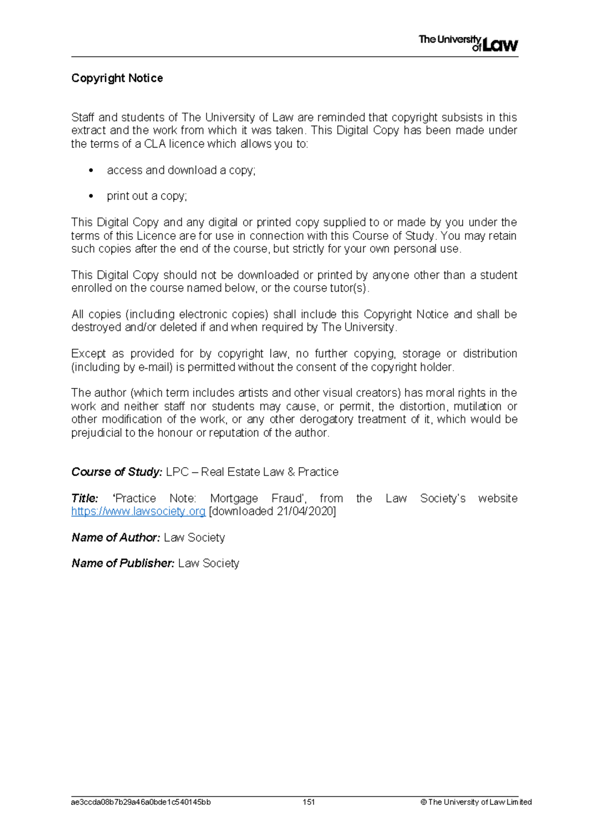 Law Society Mortgage Fraud Practice Note - Copyright Notice Staff and ...