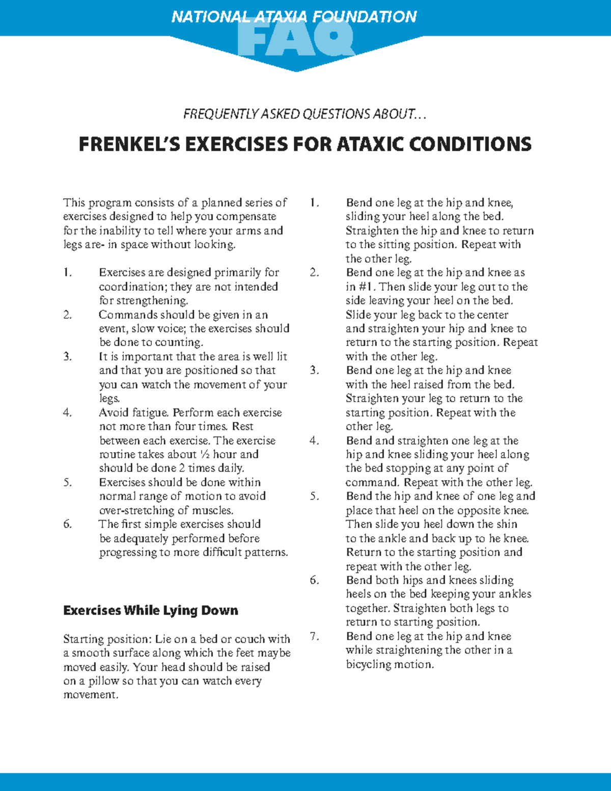 Frenkel Kine II: Exercises for Ataxic Conditions FAQs - Studocu
