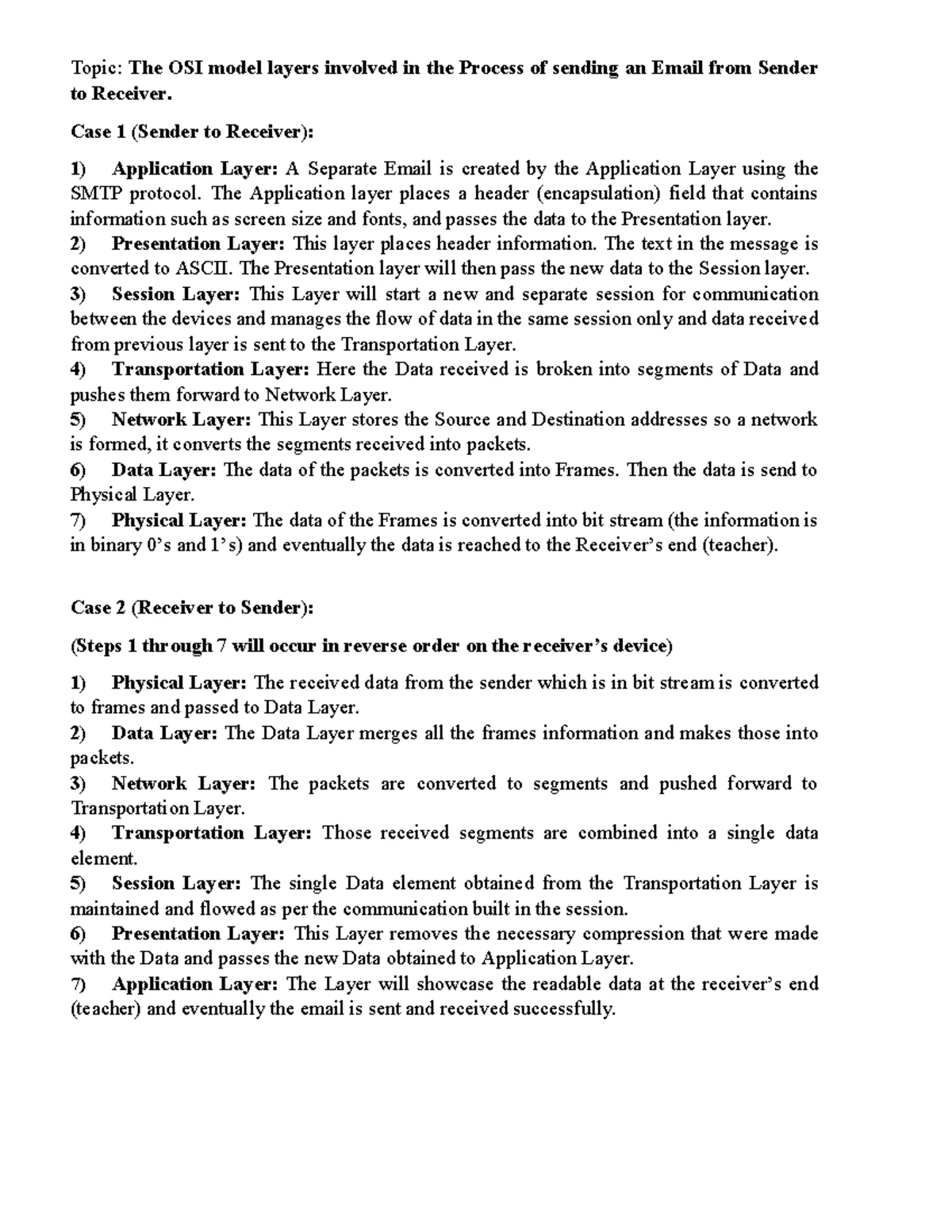 OSI - OSI model example when sending a email from A to B - Topic: The ...