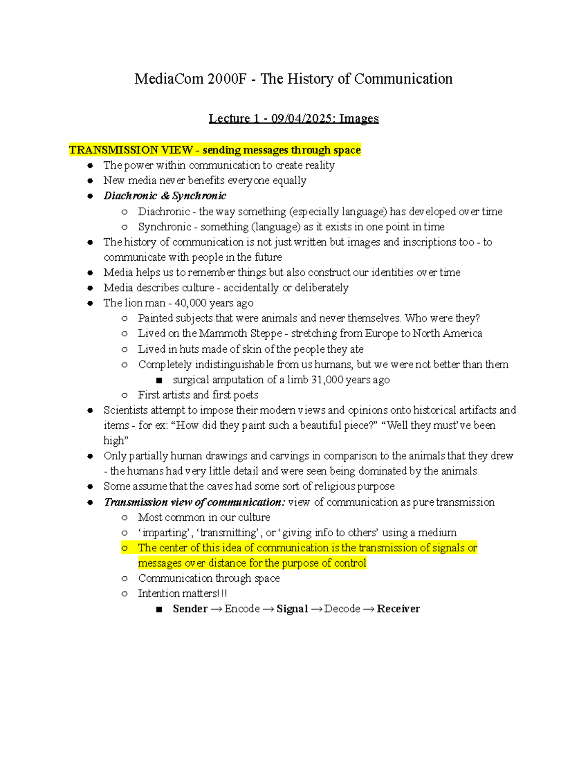 MediaCom 2000 F Lecture Notes: The Evolution of Communication - Studocu