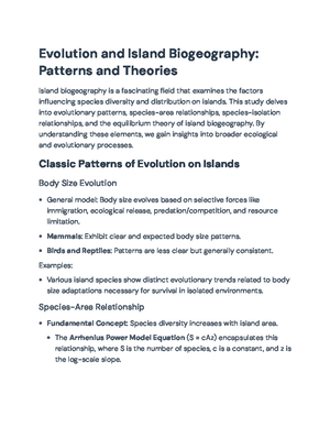 Evolutionary & Ecological Biogeography: Overview Notes for Bio 101 ...