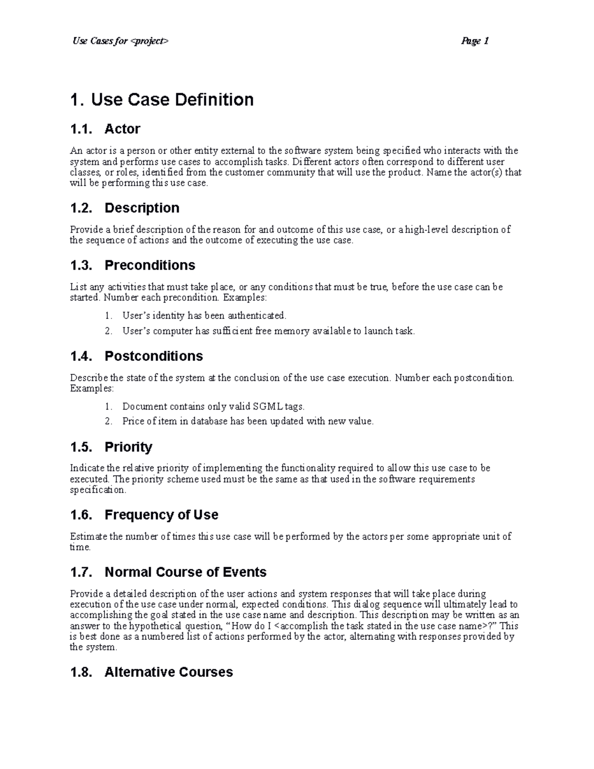 Use case template - this is the lecture notes of use case - Use Cases ...