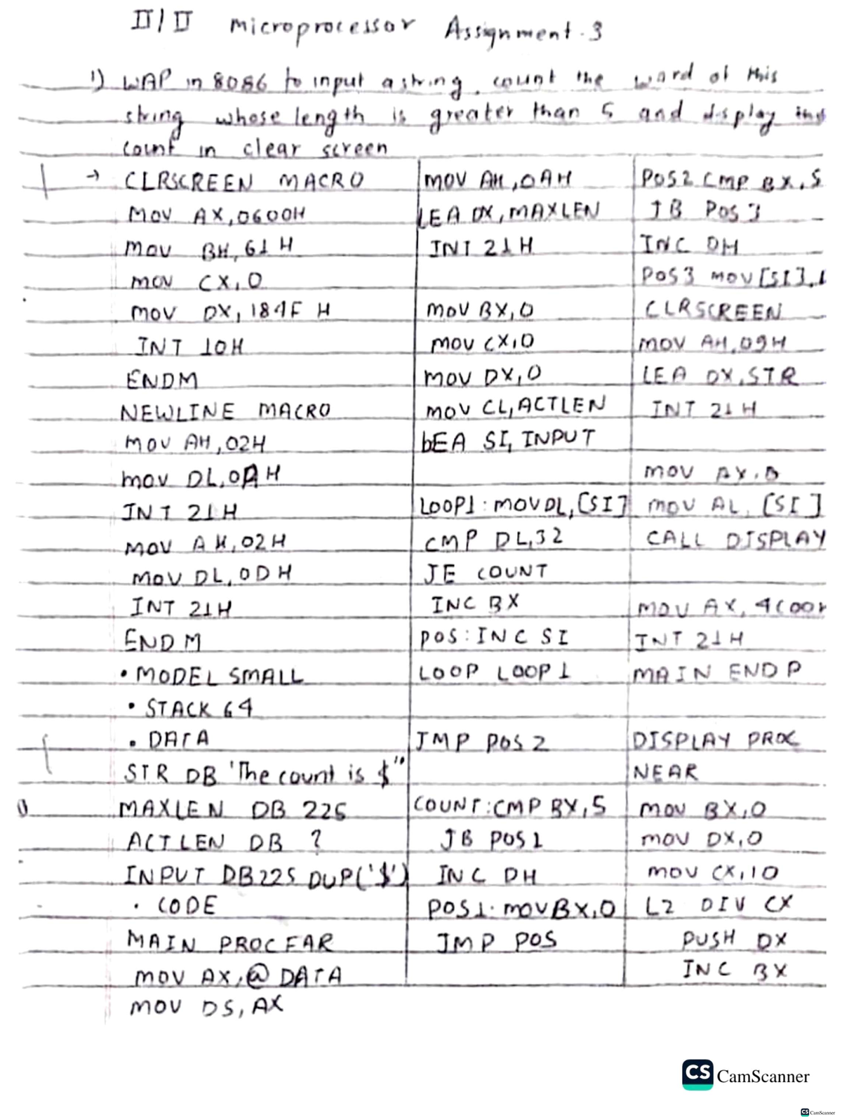 Micro Assignment 3: 8086 Microprocessor String Manipulation Tasks - Studocu