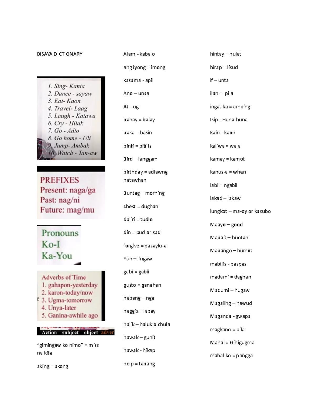 Comprehensive Bisaya Dictionary: Essential Translations and Phrases ...