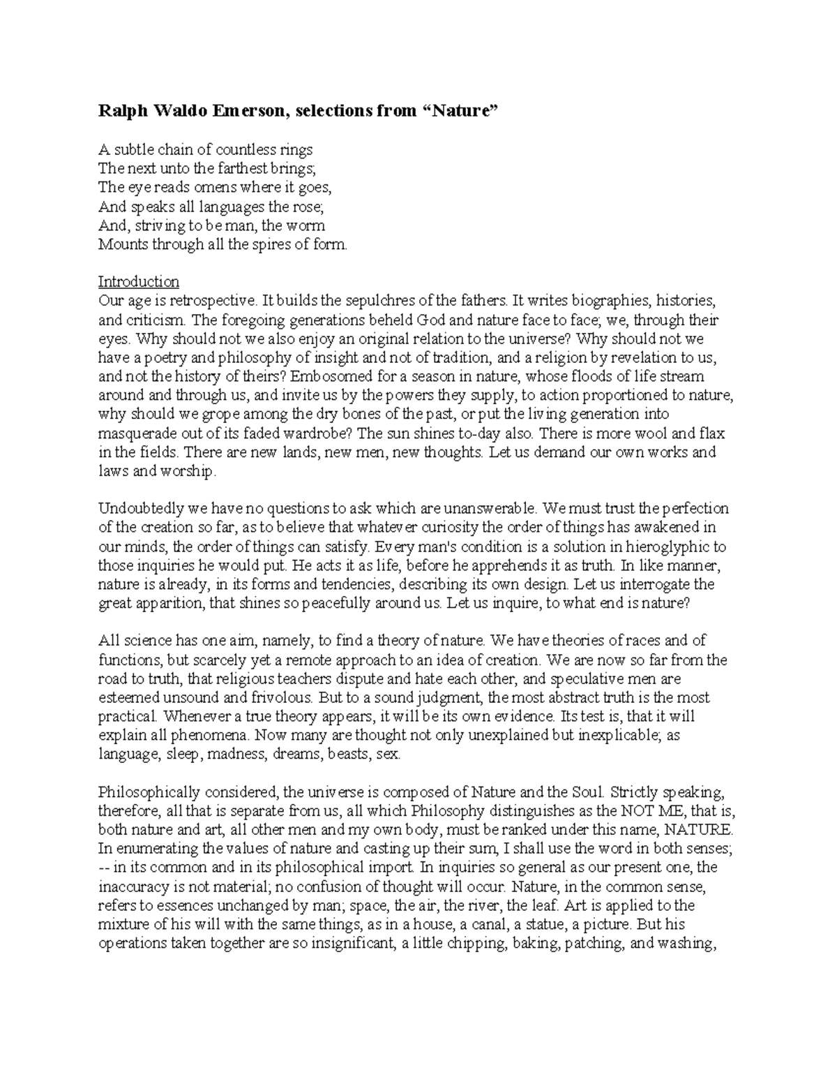 Ralph Waldo Emerson's "Nature": Philosophical Insights on Beauty and ...