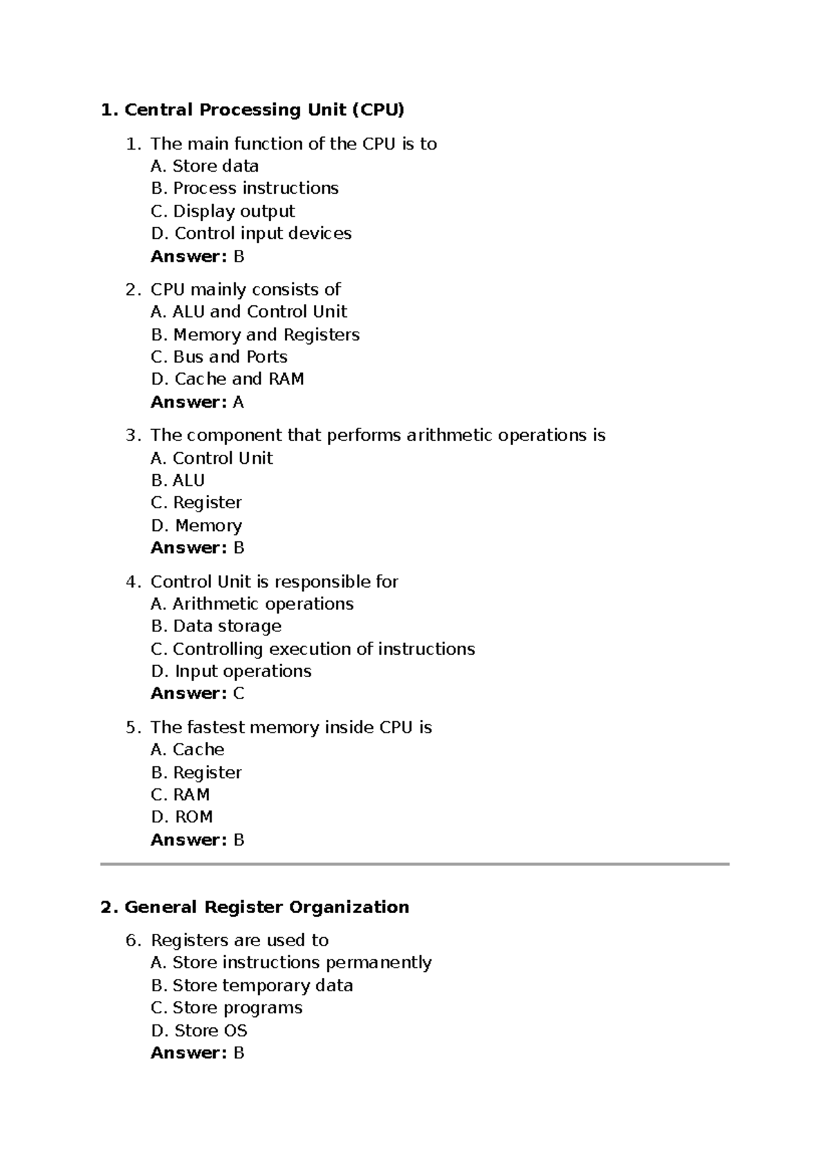 CSE211 Unit 1: CPU, Register Organization, and Architecture Concepts ...