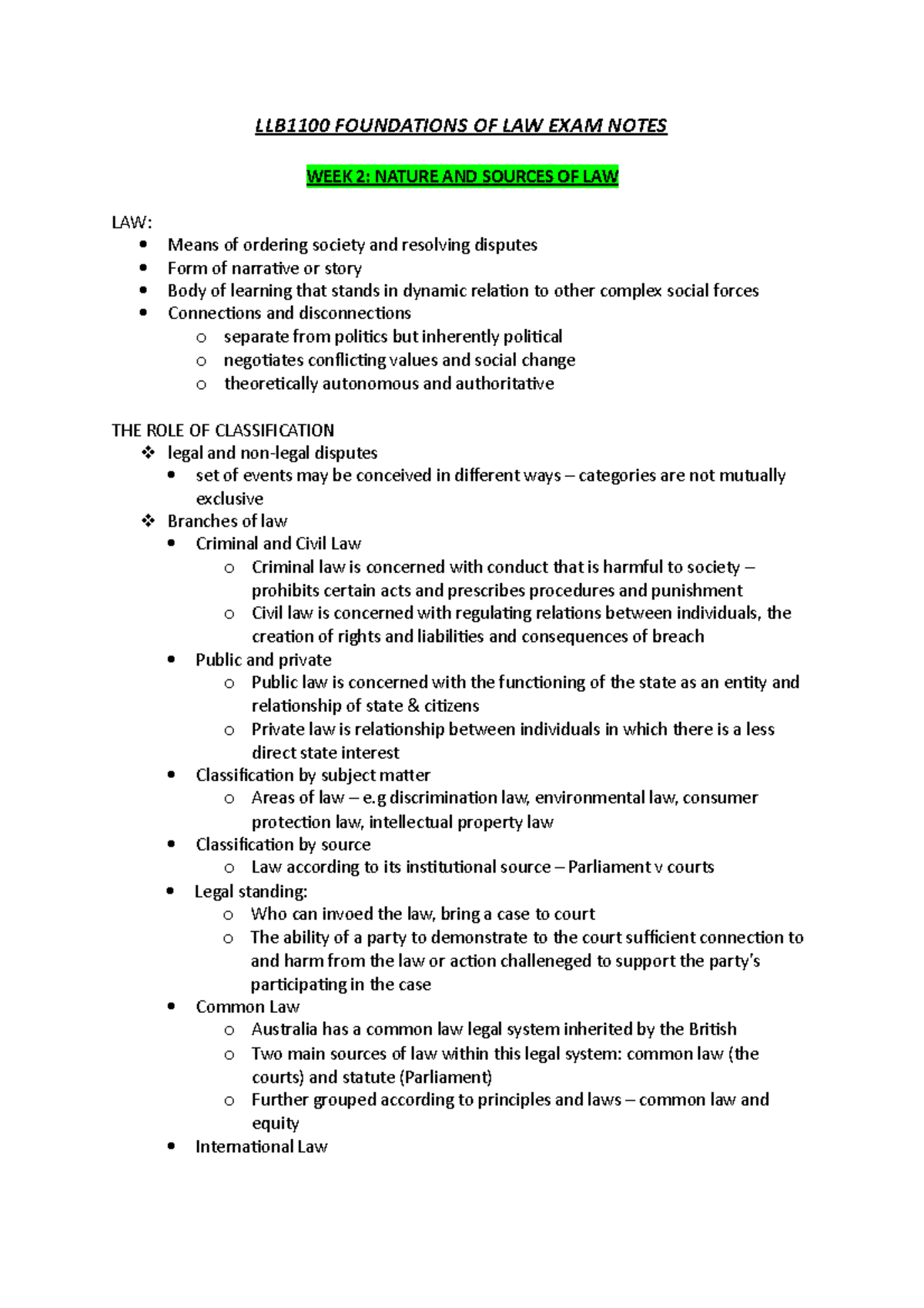 Foundations OF LAW EXAM Notes copy - LLB1100 FOUNDATIONS OF LAW EXAM ...
