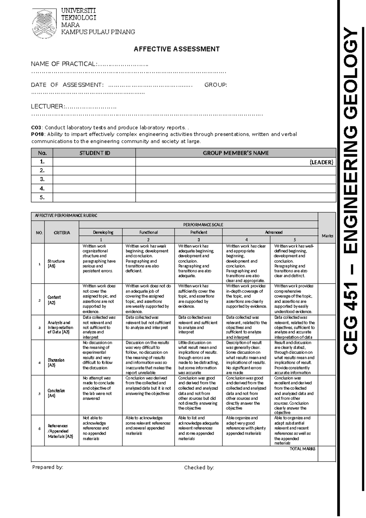 Sedimentary rock lab report: CEG 451 engineering geology - Studocu