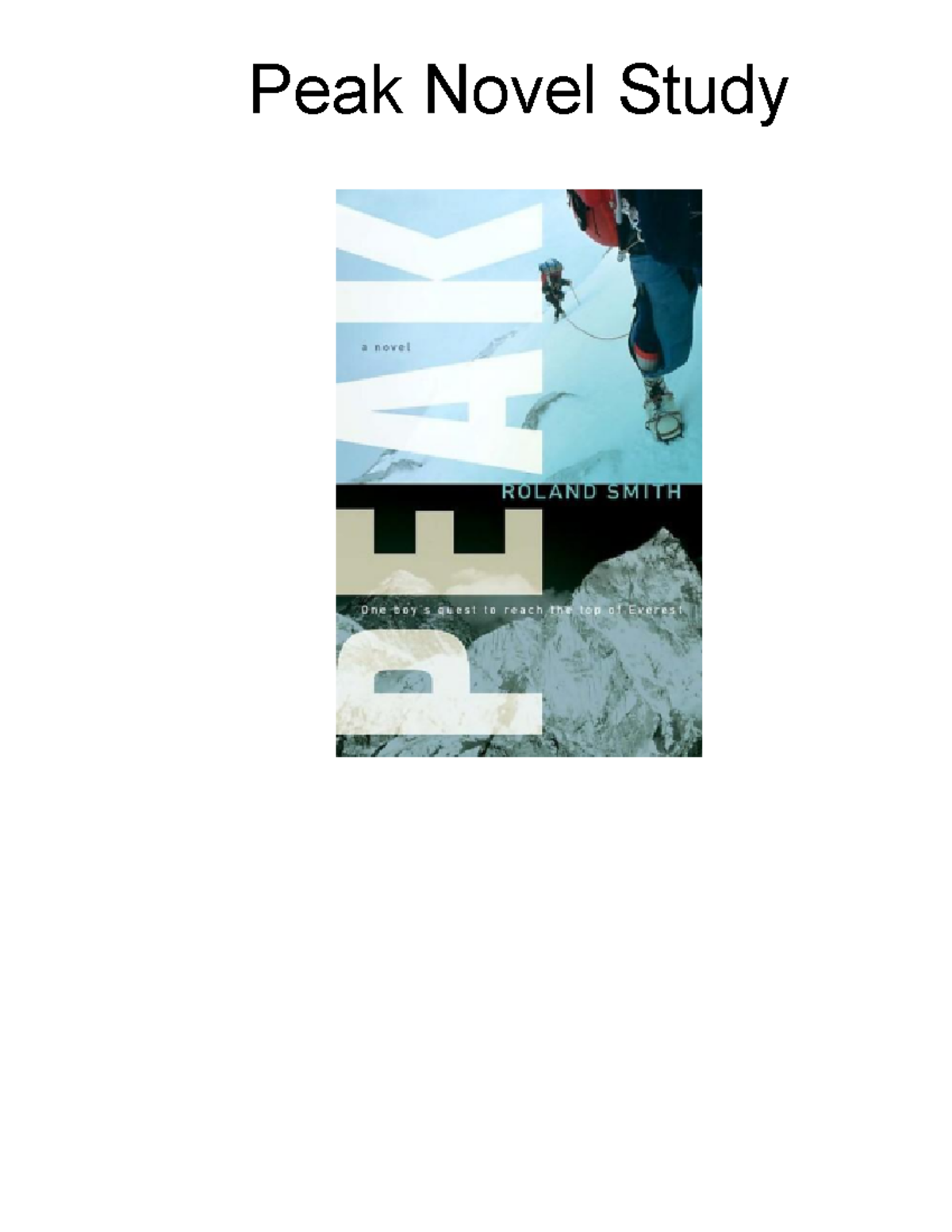 Copy+1+of+peak+unit+student+pack+revised - Peak Novel Study Before You Read Reading Strategy ...