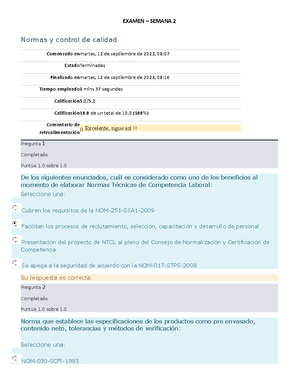 Normas y control de calidad ultimo examen - Normas y control de calidad 1. Mis cursos 2. Normas ...