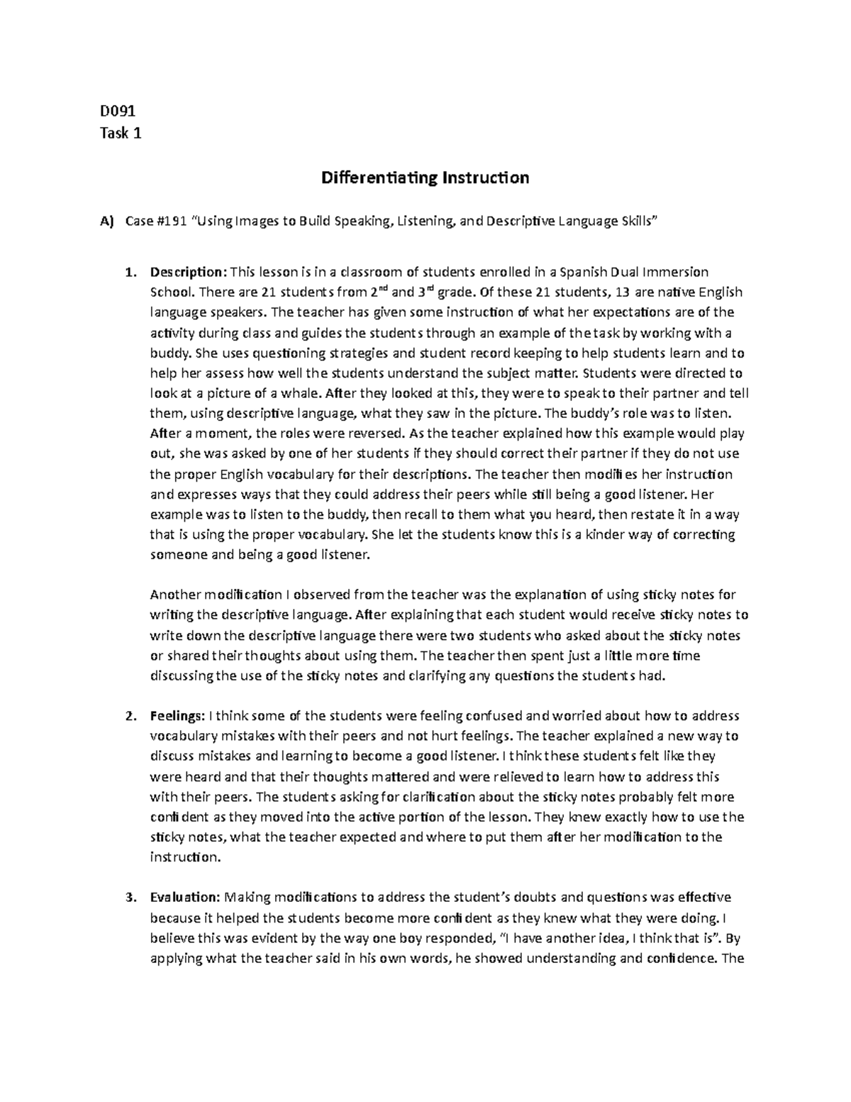 Differentiating Instruction in Spanish Dual Immersion School - Studocu