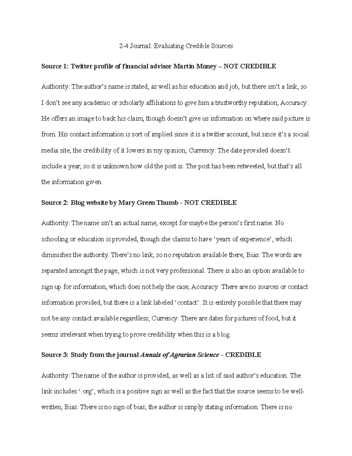 MAT 126 Module Two Journal: Evaluating the Credibility of Sources - Studocu