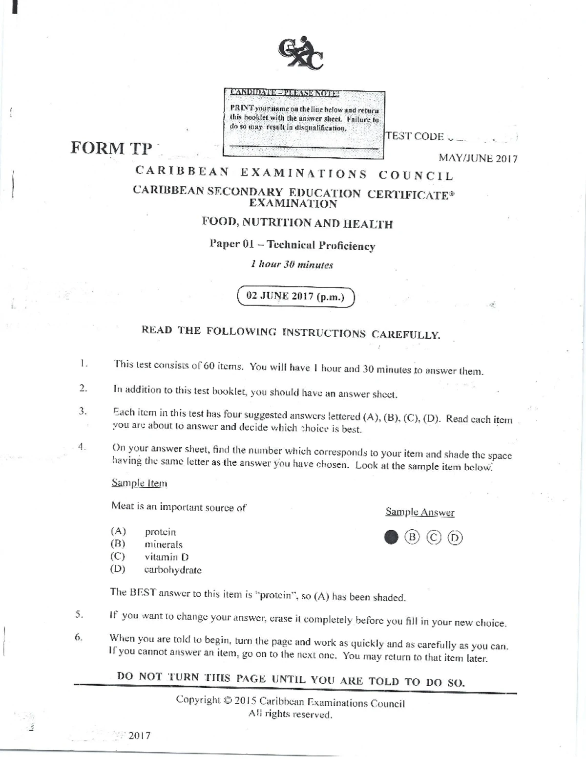 EDPM CSEC Paper 1 2020 - practice - Bachelor of Business Administration ...