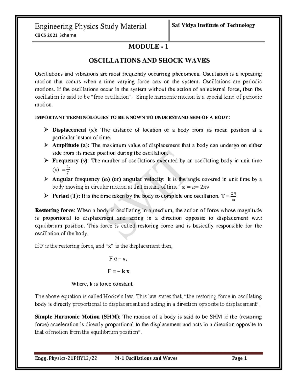 ENGG. PHYSICS, SVIT, Module 4 Study Material on Material Science - Studocu