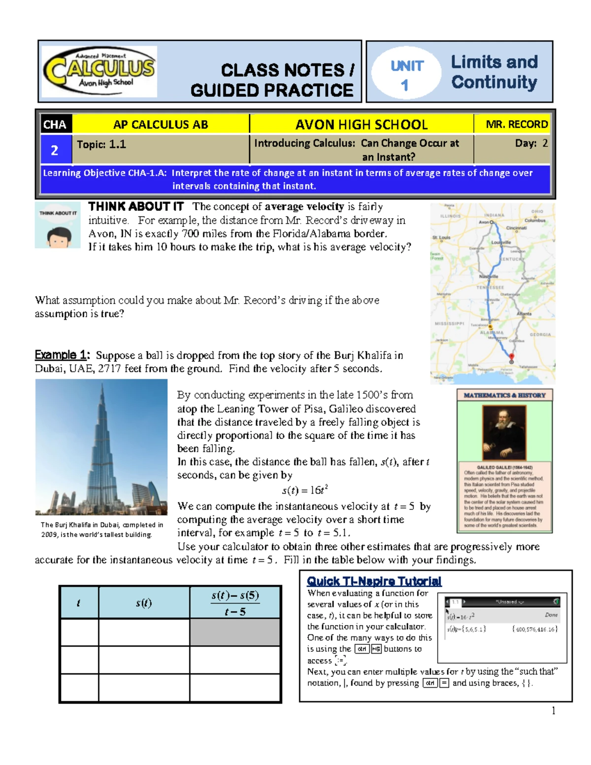 AP Calculus AB Unit 7 Guided Practice Lecture Notes PDF-1 - Studocu