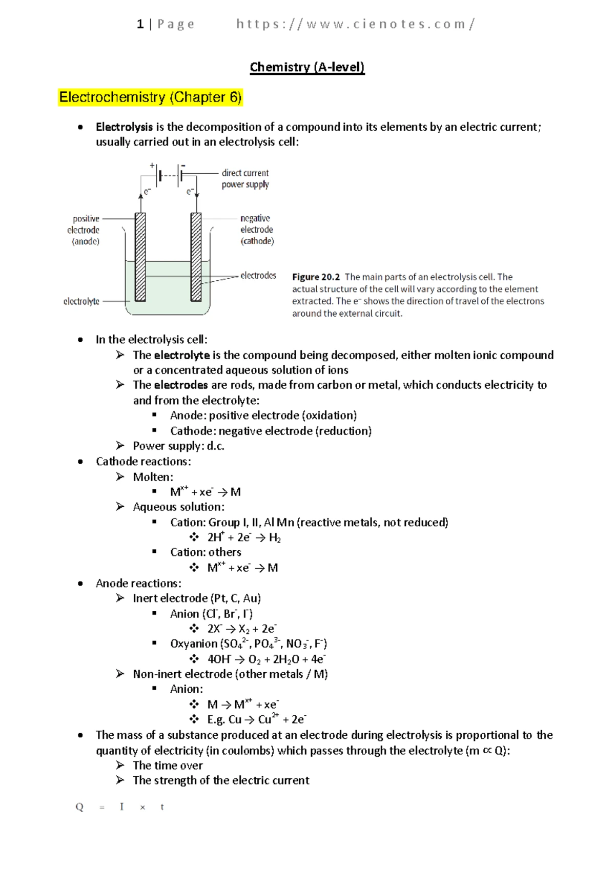 Electrochemistry - CAIE A2 chem notes - Chemistry (A-level ...