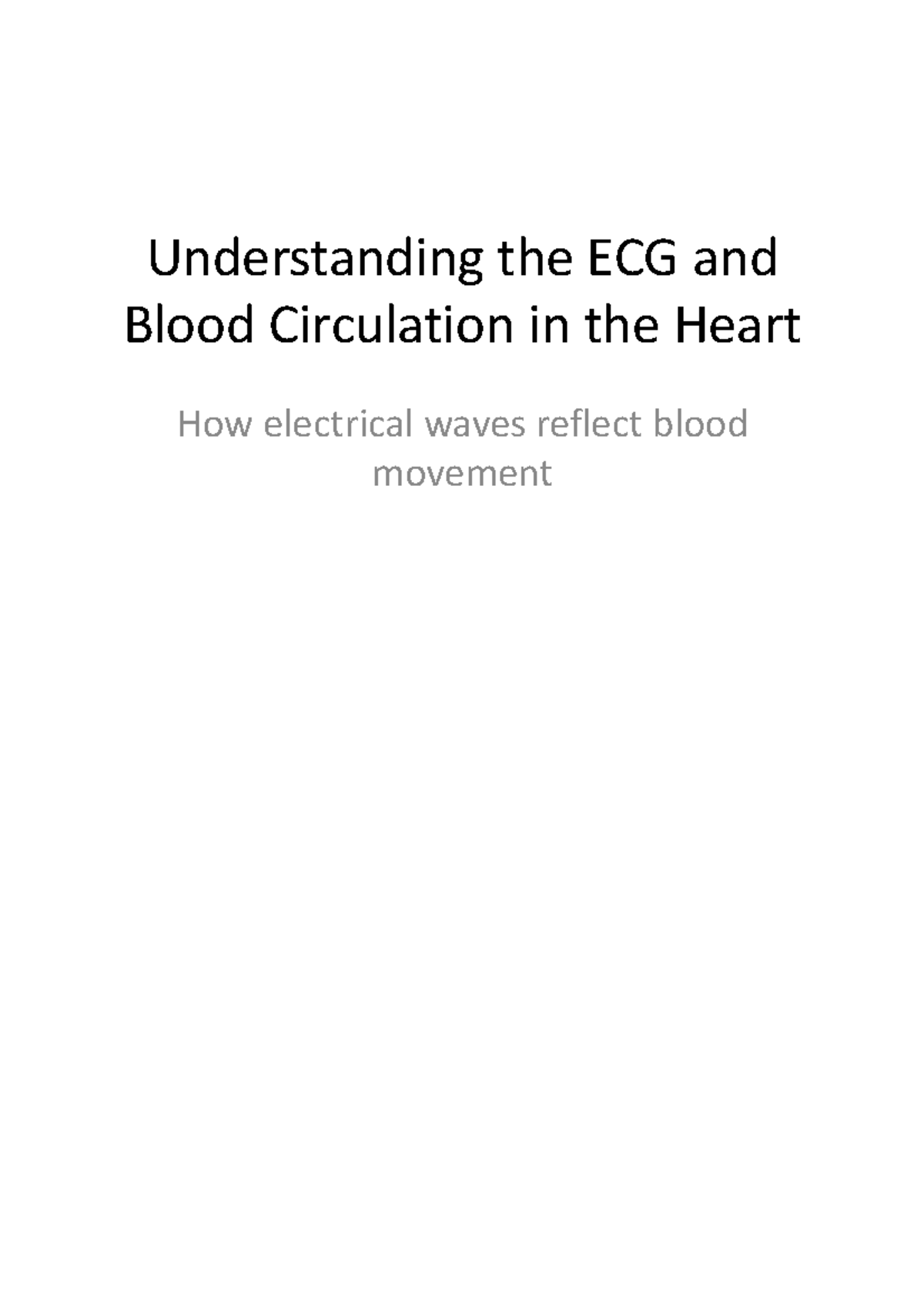 Understanding ECG & Blood Circulation in the Heart: A Study Guide - Studocu