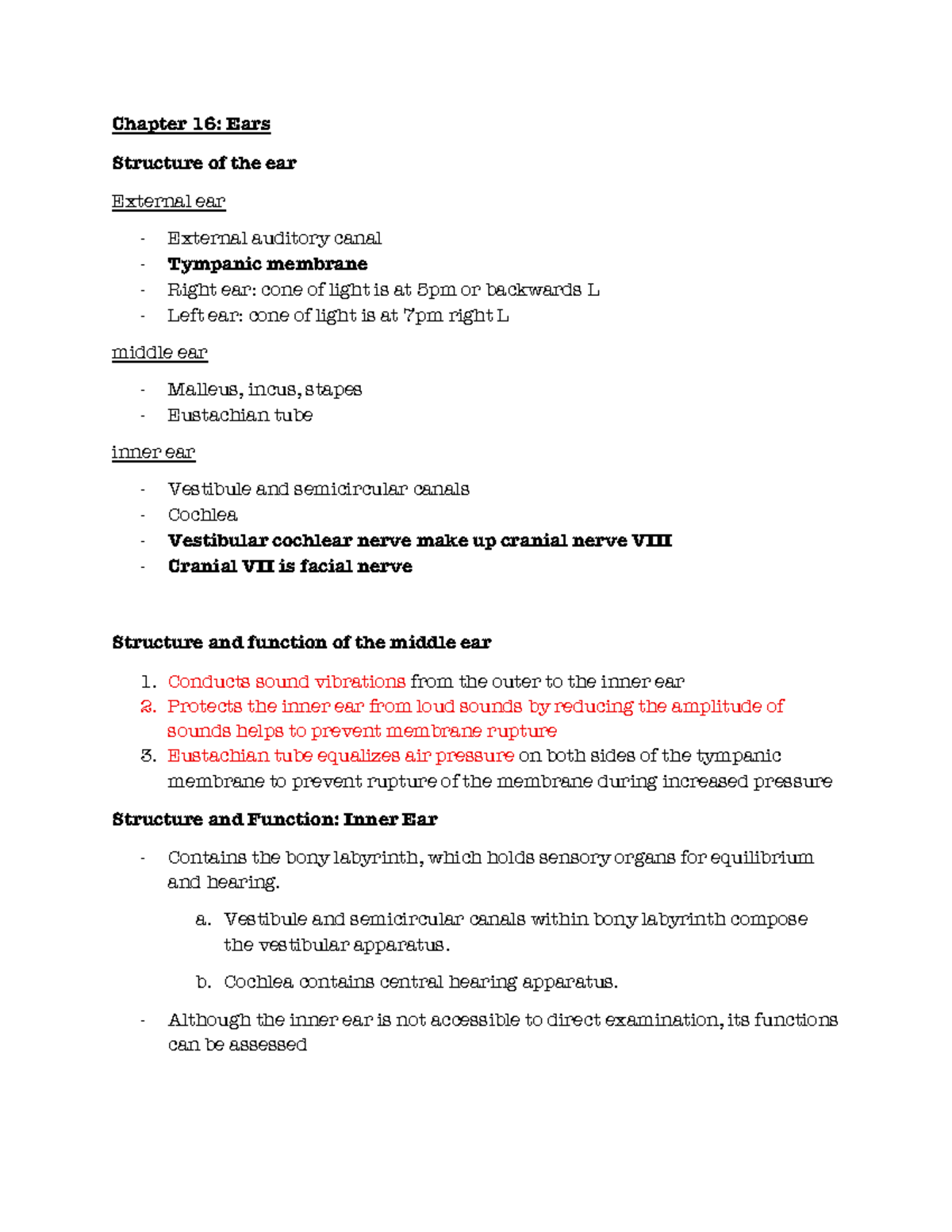 Chapter 16: Structure and Function of the Ear - Health Insights - Studocu
