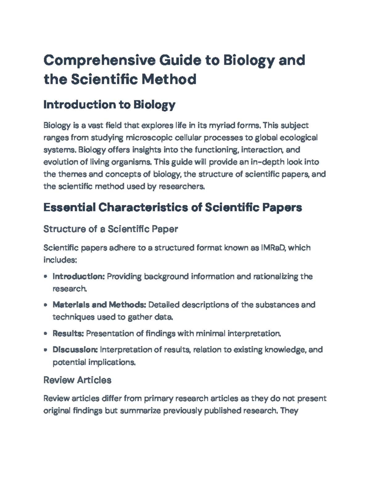 Comprehensive Guide to Biology & the Scientific Method (BIO101 ...