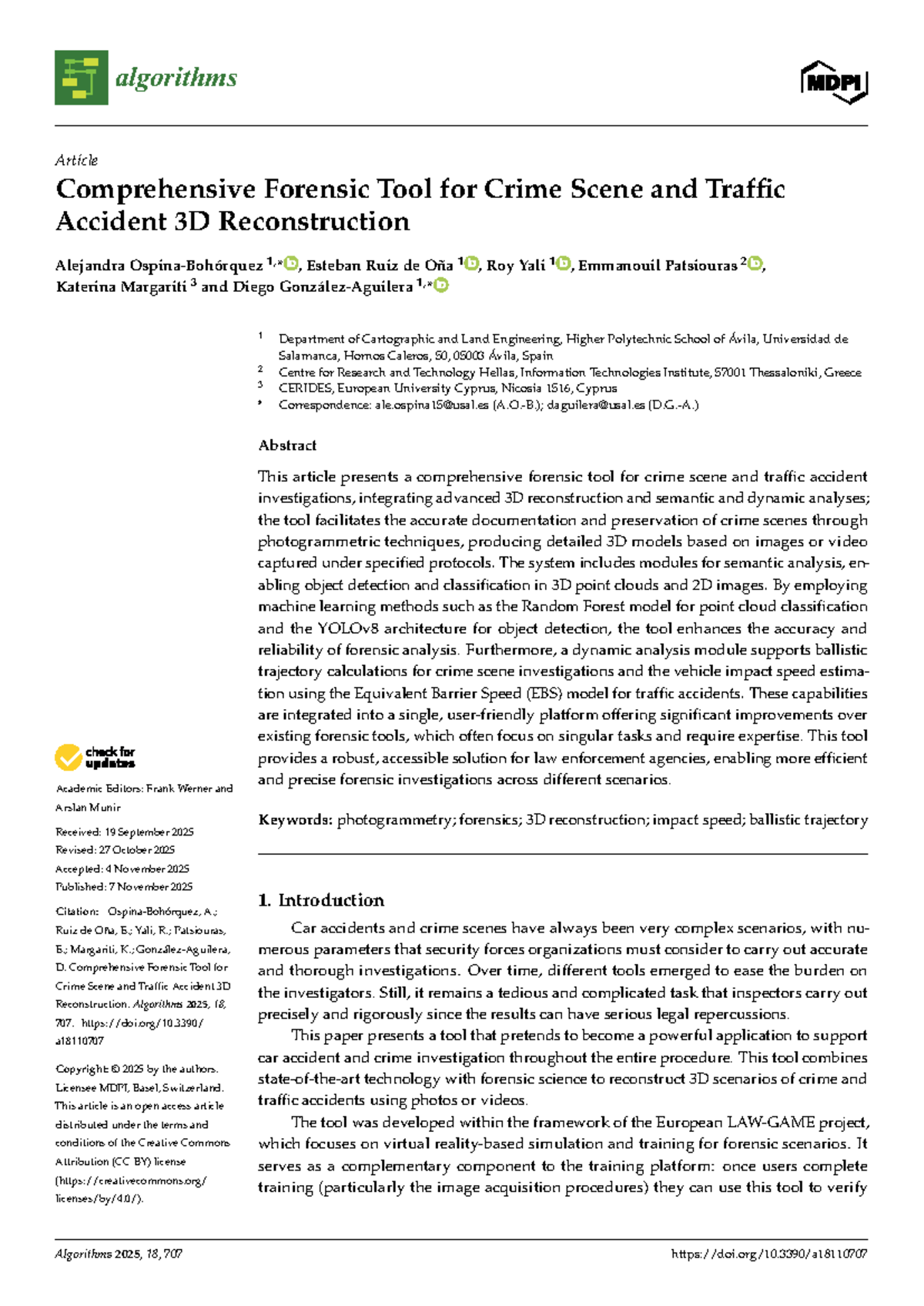 Comprehensive Forensic Tool for 3D Crime Scene & Traffic Accident ...