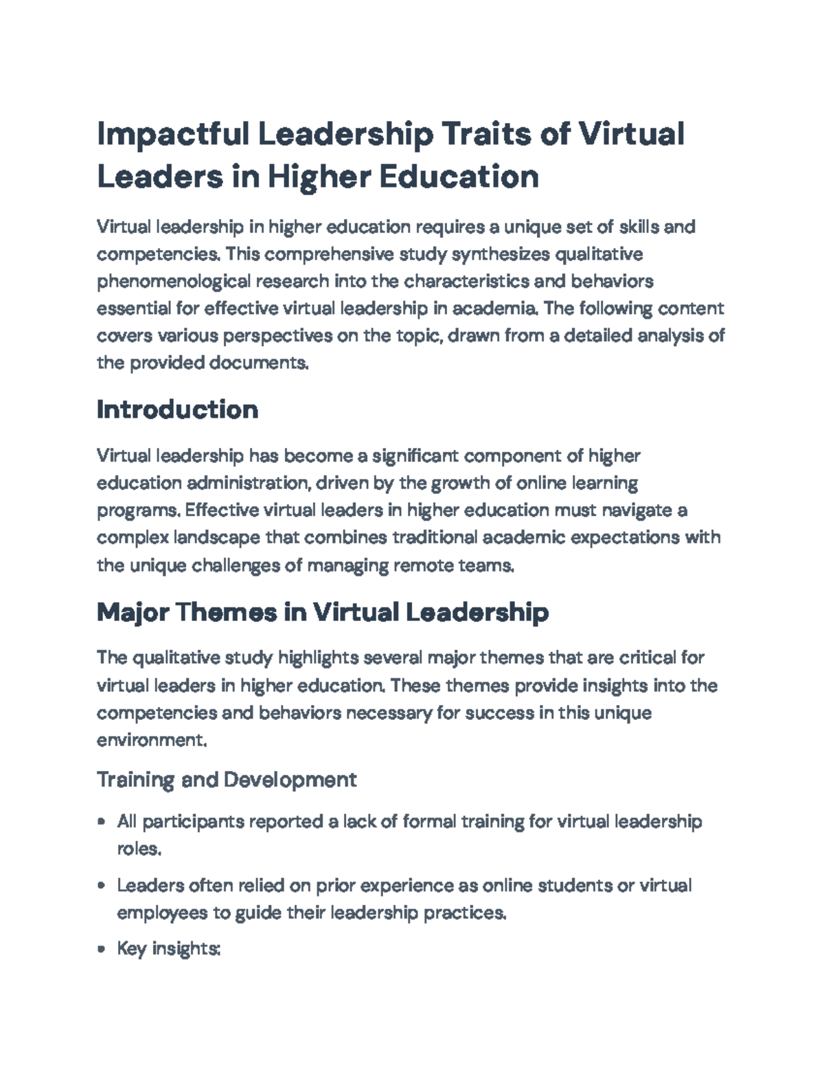 Impactful Leadership Traits of Virtual Leaders in Higher Ed ...