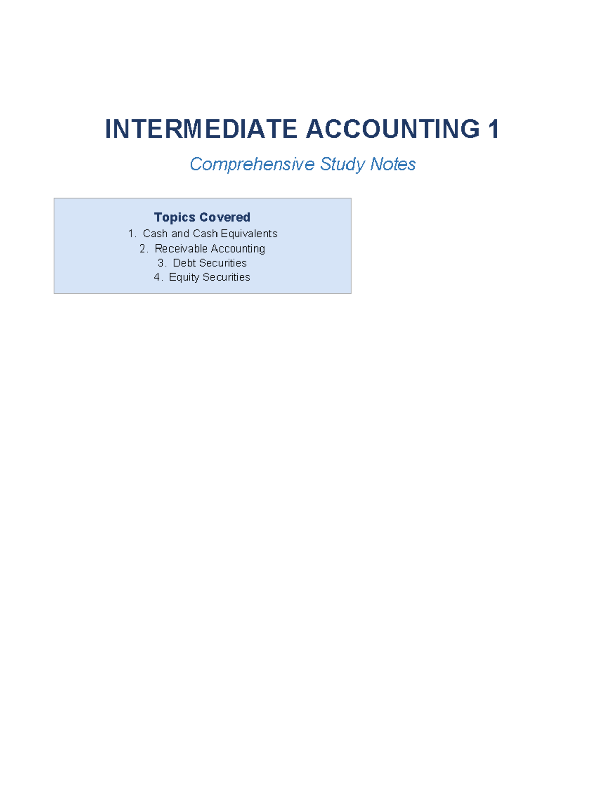 Int Acc 1 Comprehensive Study Notes: Cash, Receivables & Securities ...